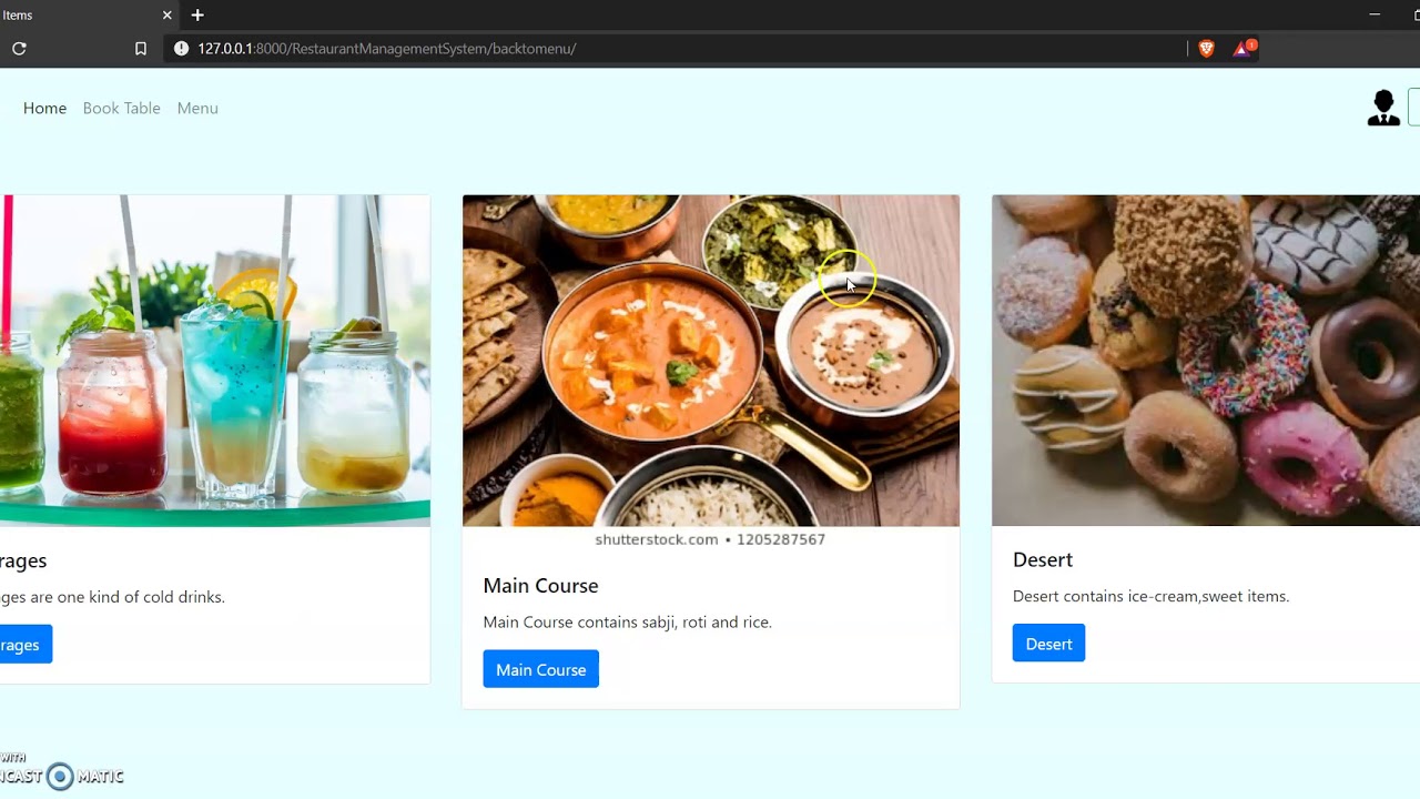 Restaurant Management System project implemented using Django