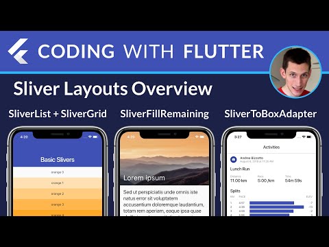 Learn Flutter Slivers Overview SliverList SliverGrid SliverToBoxAdapter SliverFillRemaining ...