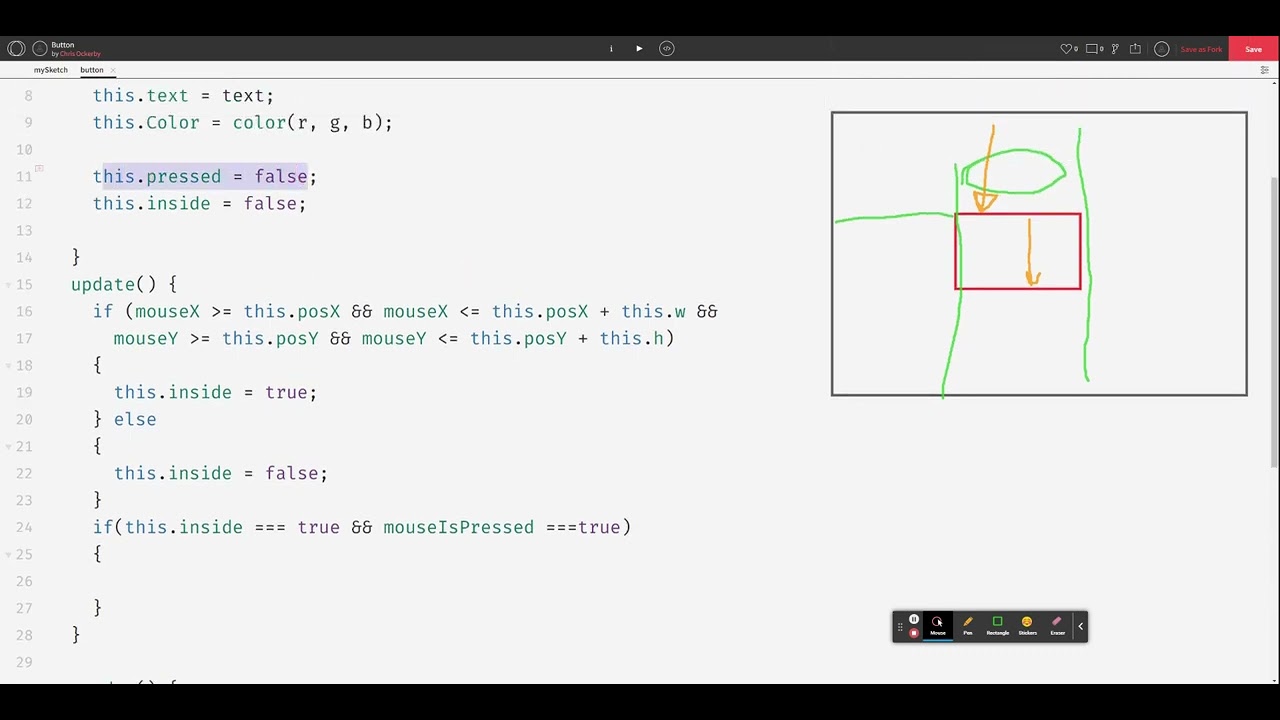 Open Processing - P5js - Button Class - Part 2