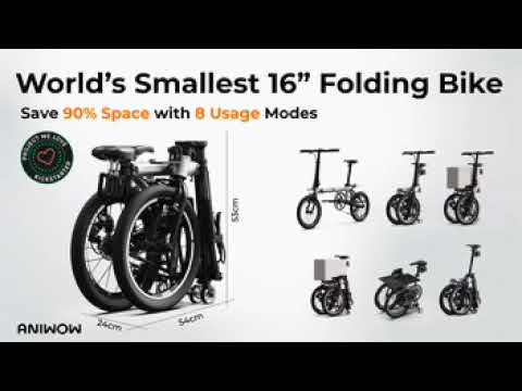 Aniwow "World’s Smallest 16" Folding Bike with 8 Usage Modes