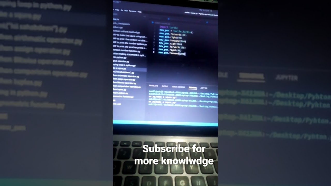 make a square using python in Visual studio code #python #funnycoading #coading