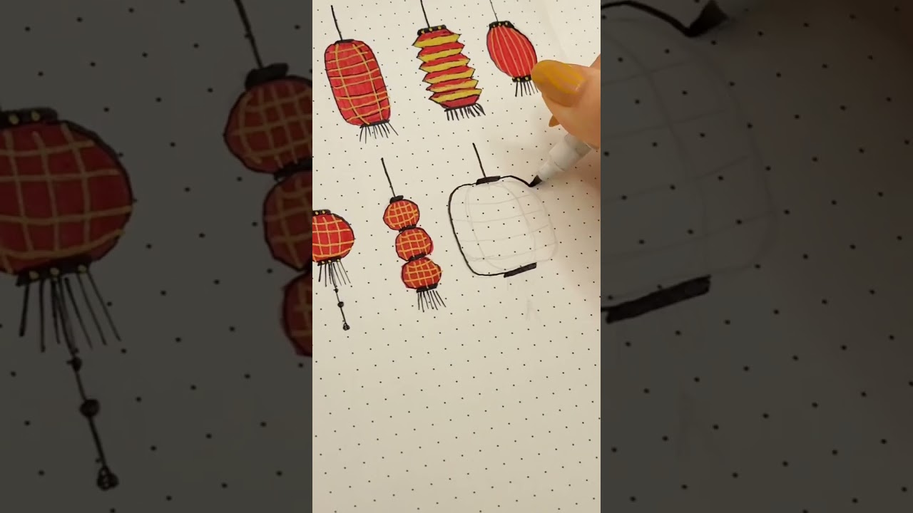 how to doodle 5 lanterns in 12 seconds?! tutorial part 2  ✨🏮🙈