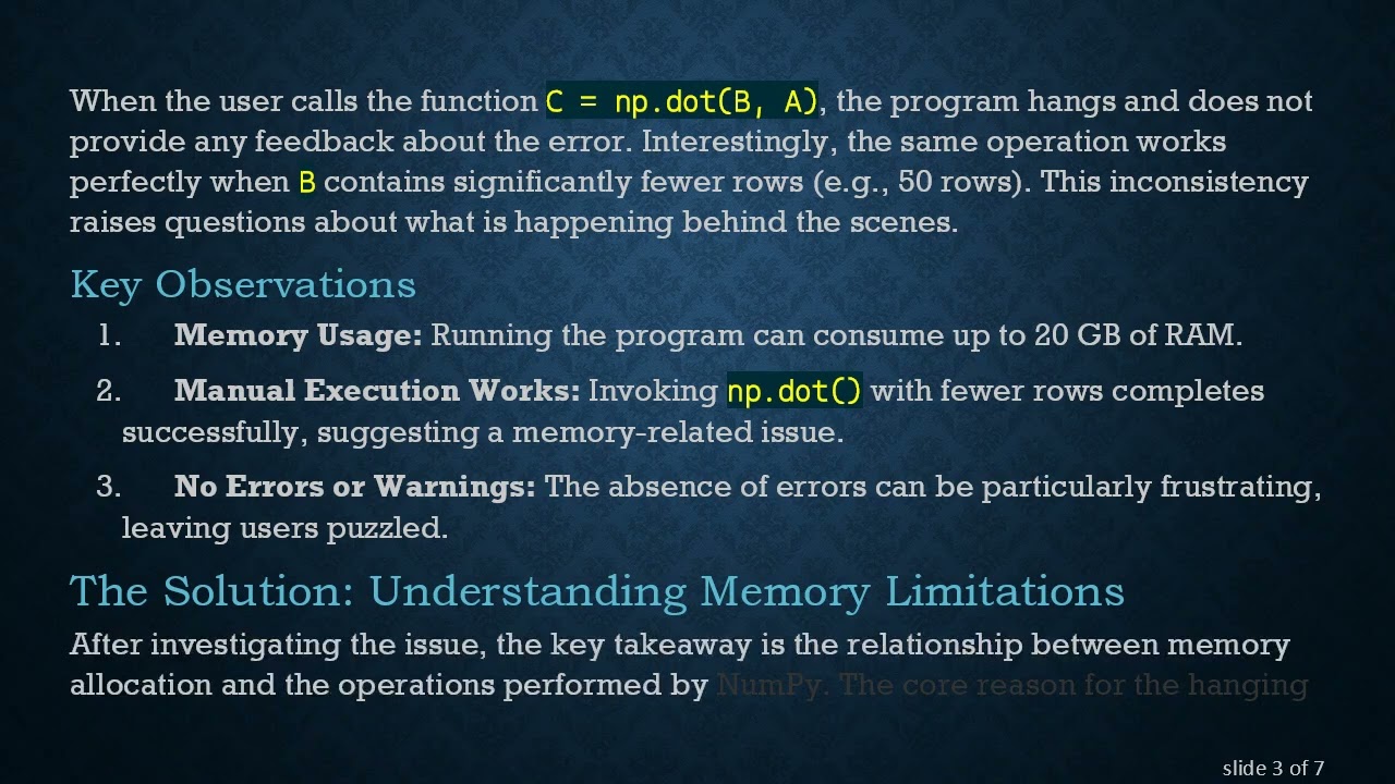Resolving Memory Issues with Numpy.dot: Understanding Performance Problems in Python