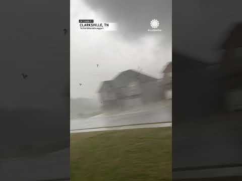 Tornado Debris Fills the Air in Clarksville, Tennessee