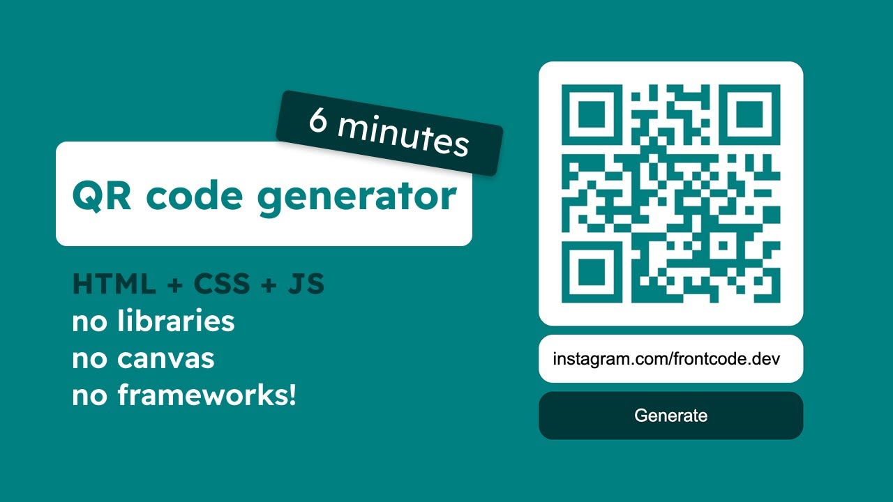 Build a QR Code Generator in 6 Minutes | Pure JavaScript Tutorial (No Library Needed)