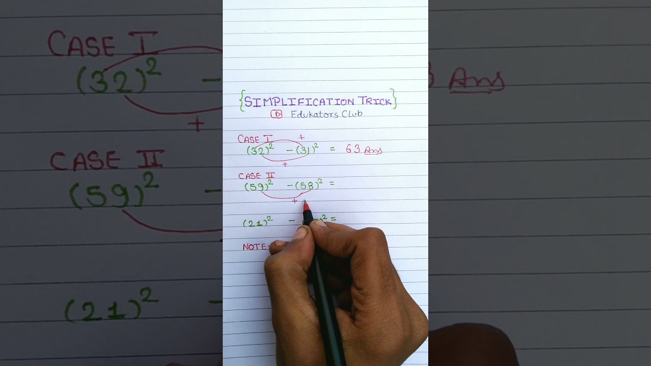 Square Simplification Trick When Difference is 1 #shorts #math