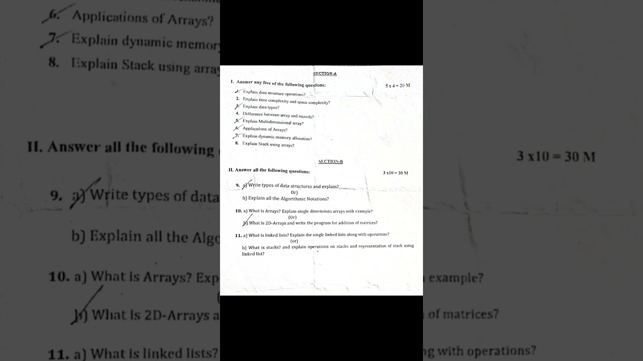 #2025 degree 3rd semester DS Data Structures mid 1 question paper #BCA,BSc