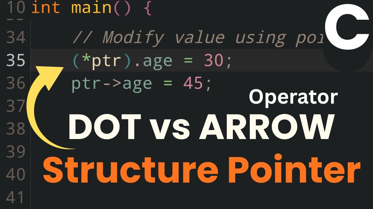 Structure Pointer, using Dot vs Arrow Operator | C Programming Language Tutorial