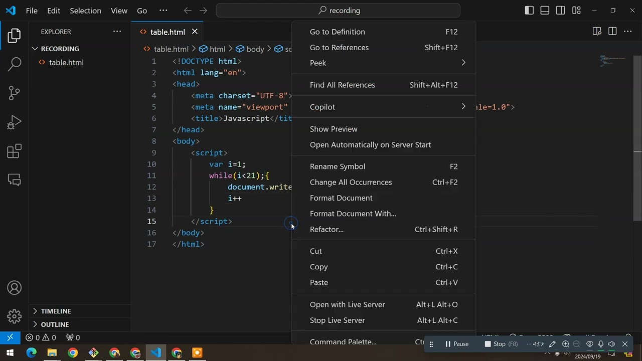 print multiplication table using JavaScript |learn in 3 mins