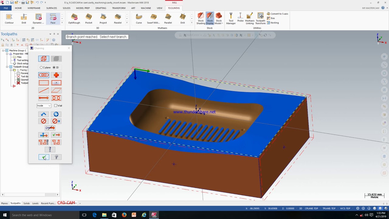 surface rough pocket milling in master cam 2019_lesson2