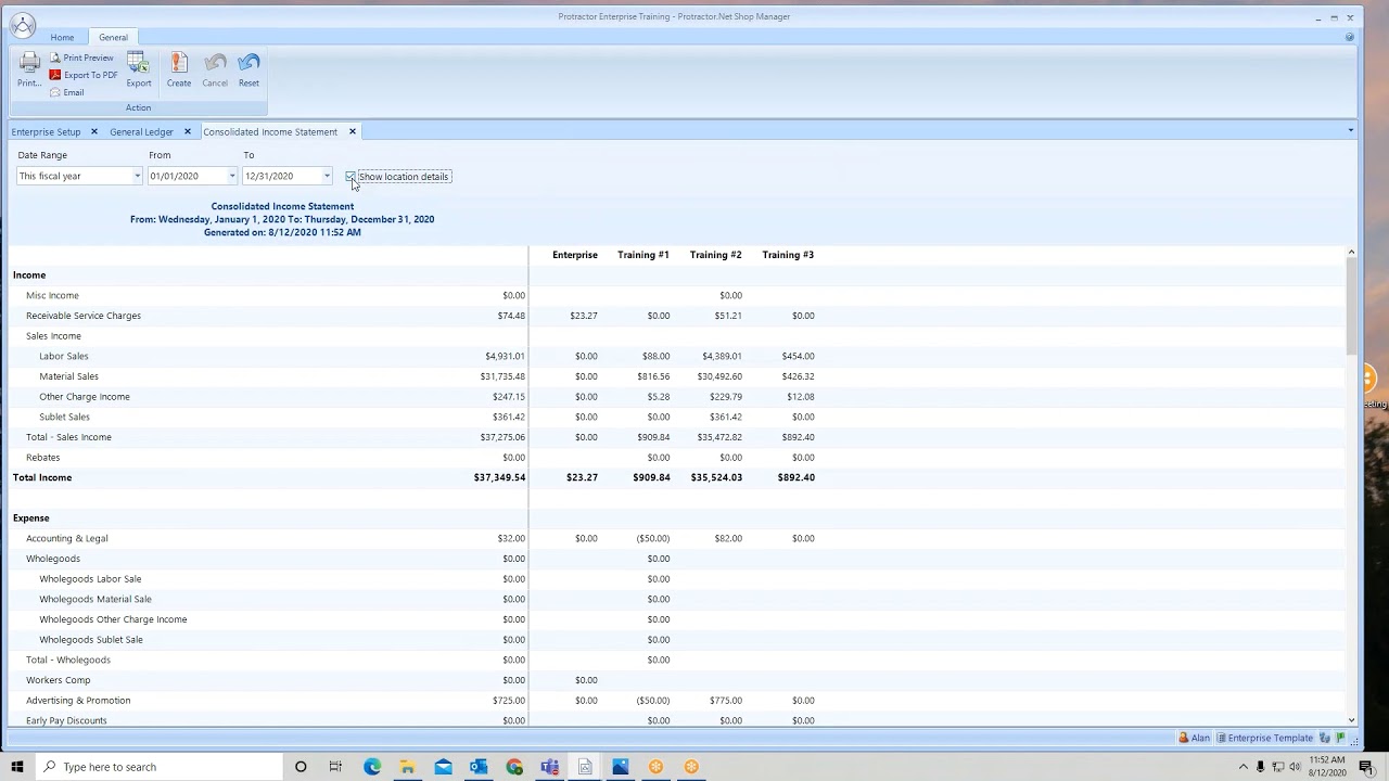 Enterprise - Location Ledger Accounts