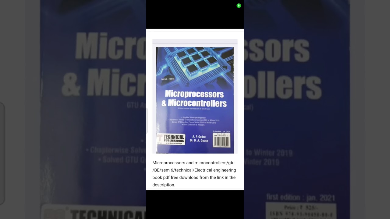 Microprocessors and microcontrollers/gtu/BE/sem 6 technical/Ealectrical engineering book pdf