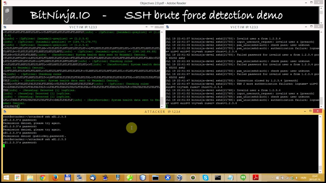 BitNinja demo -SSH brute force