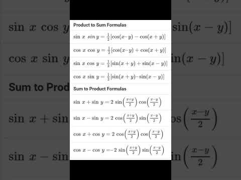 product to sum and sum to product trigonometry formulas useful for all students #maths #shorts