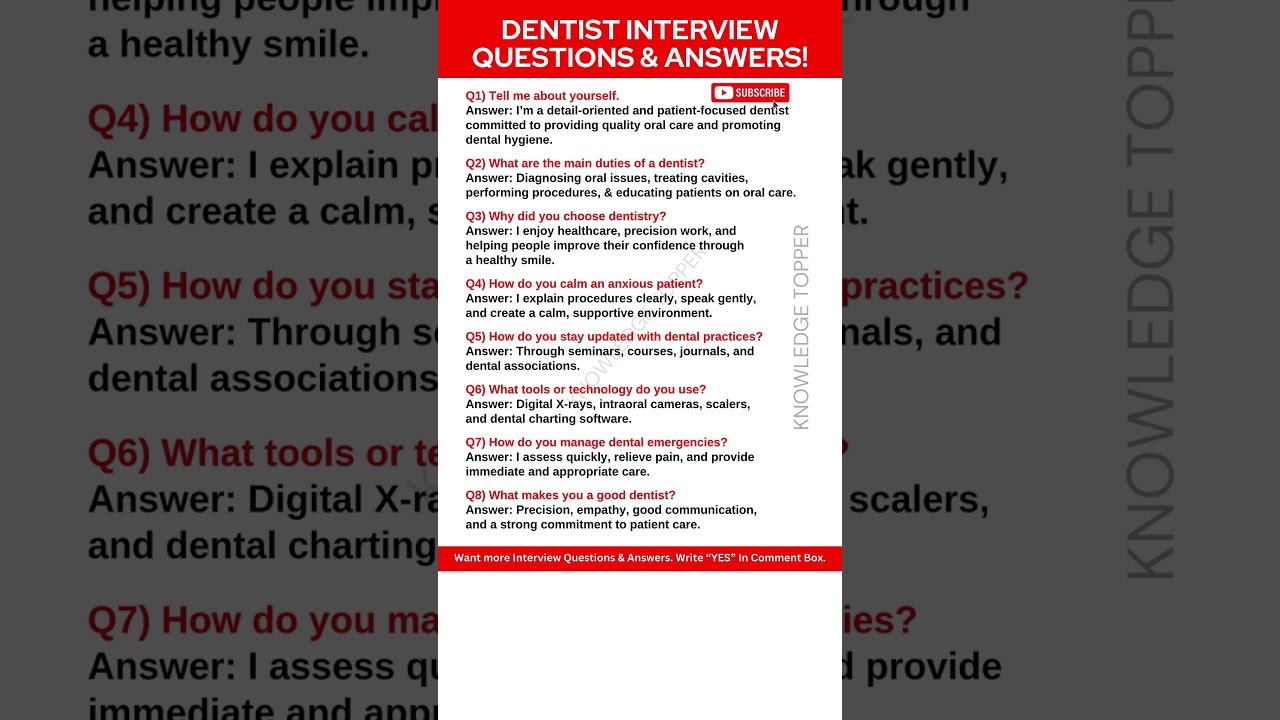 Dentist Interview Questions and Answers | Dentistry Interview Questions and Answers