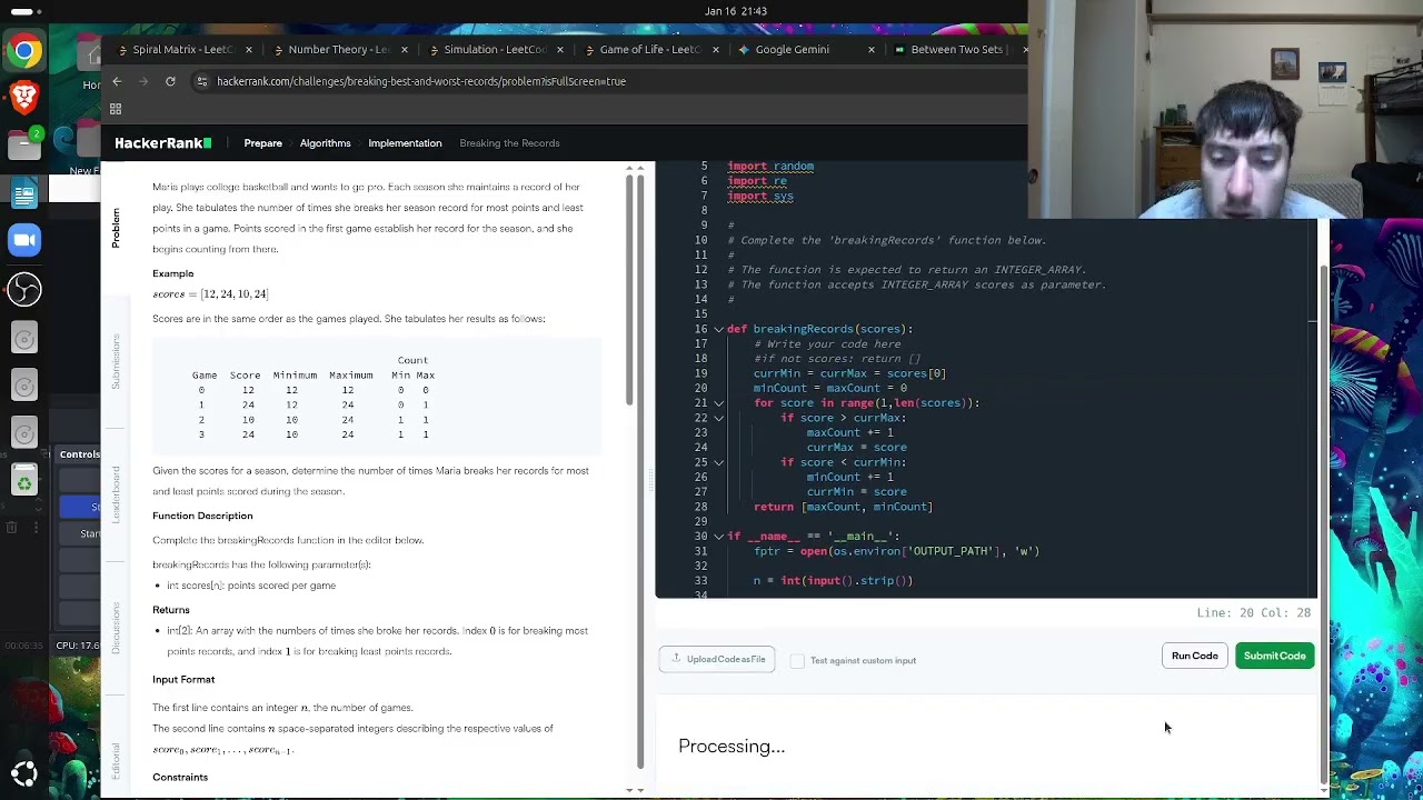 HackerRank: Breaking Records