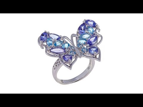 Colleen Lopez Tanzanite and Blue Topaz Butterfly Ring
