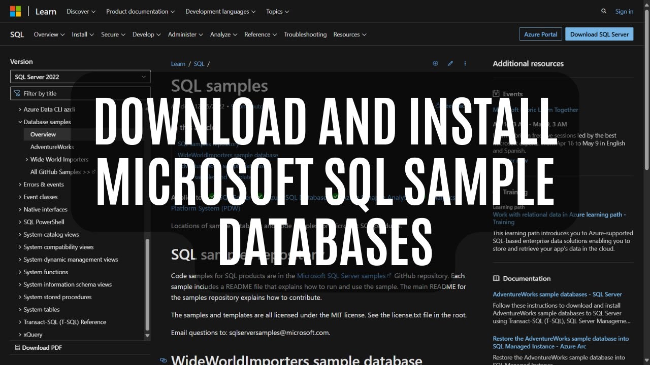How-to Download and Install Microsoft SQL Sample Databases