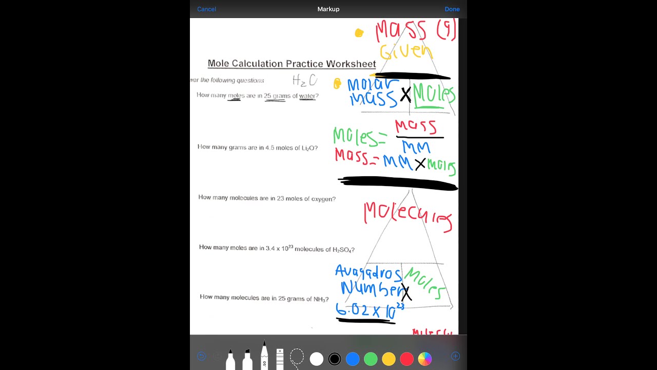 Mole Calculation Practice Worksheet