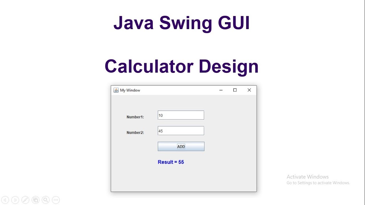 Simple Calculator Design using Java Swing GUI Window
