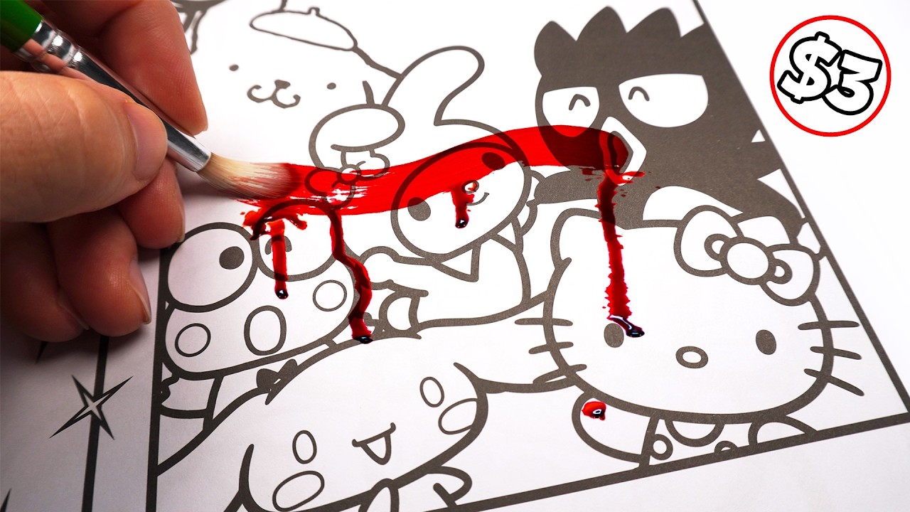 HORROR Artist Vs $3 HELLO KITTY Children's Coloring Book ✍️