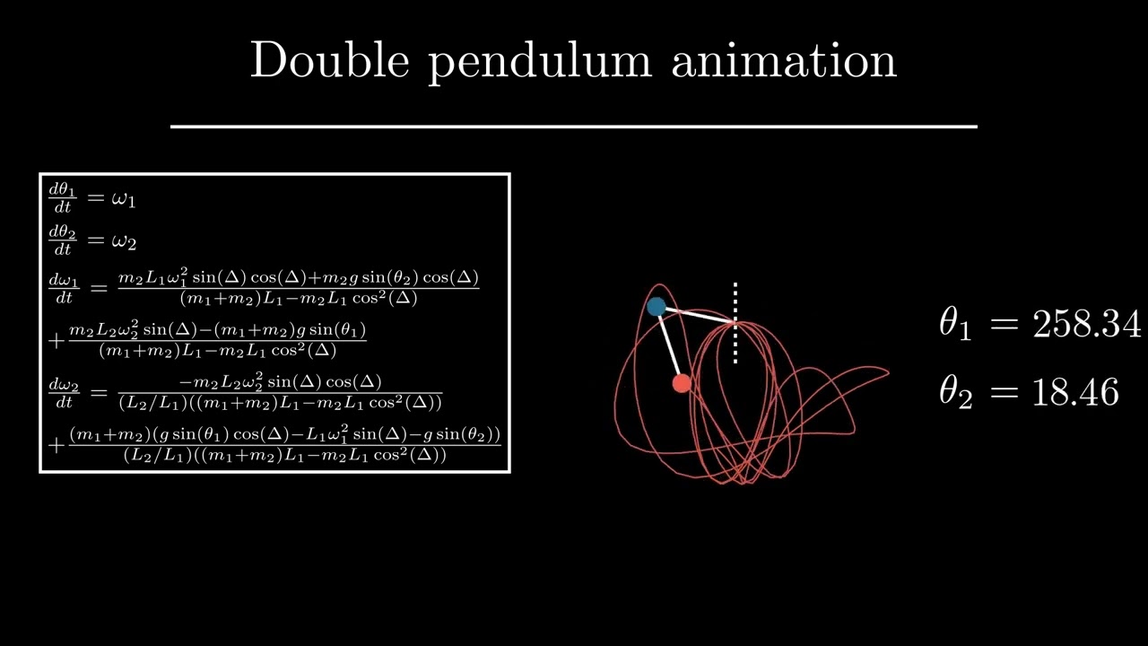 Double pendulum animation - Butterfly effect | ManimCE