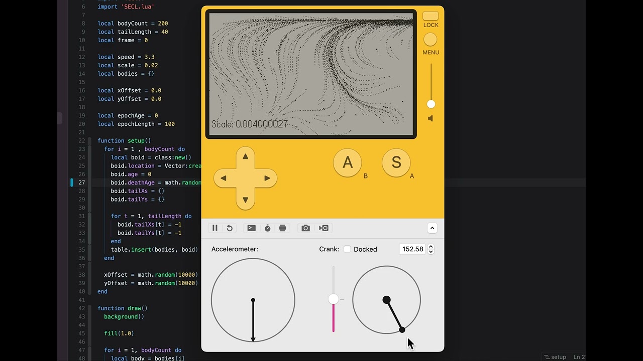 Playdate Perlin noise flow field