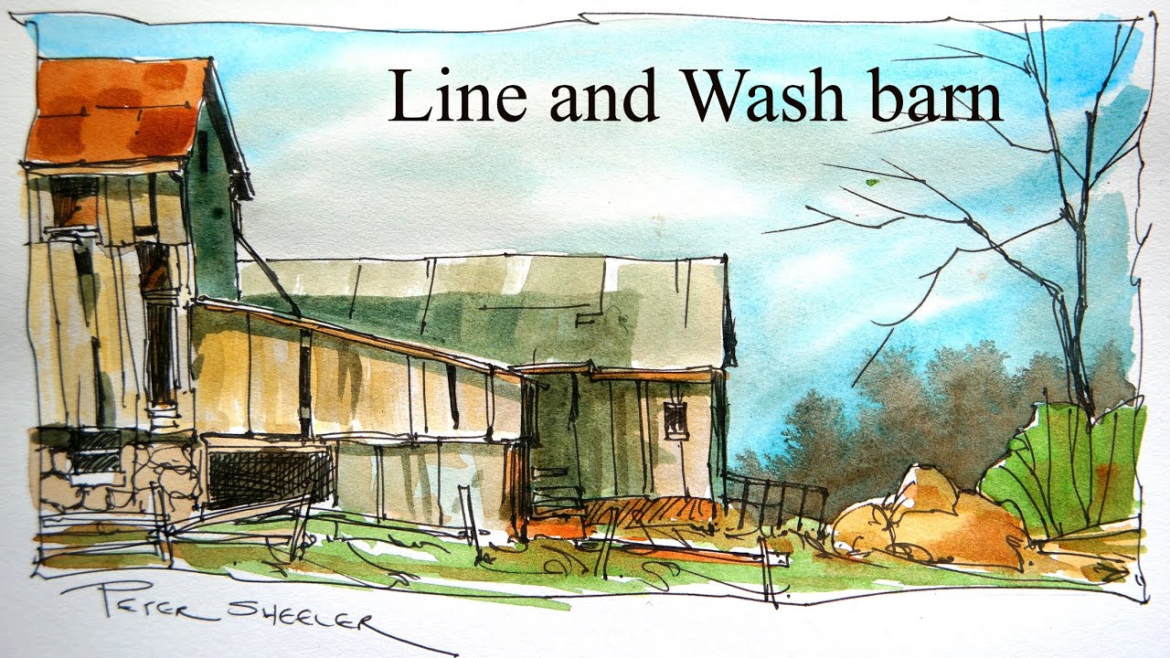 Line and Wash Watercolour Tutorial. Quick and Easy style. By Peter Sheeler