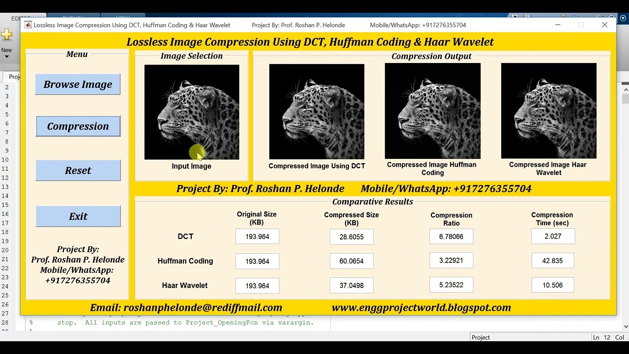 Comparative Analysis Image Compression Using DCT, Huffman Coding & Wavelet Project With Source Code