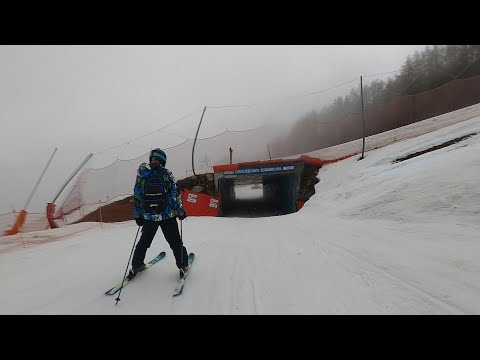 La Plagne - Blue Gentil GoPro POV skiing with 9 year old son - filmed April 2022