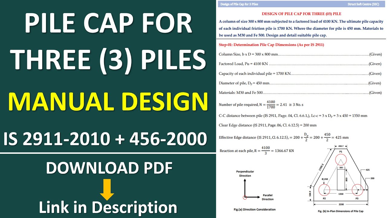 MANUAL DESIGN OF PILE CAP FOR 3 PILES I FOUNDATION DESIGN I IS 456-2000 I STRUCT SOFT CENTRE