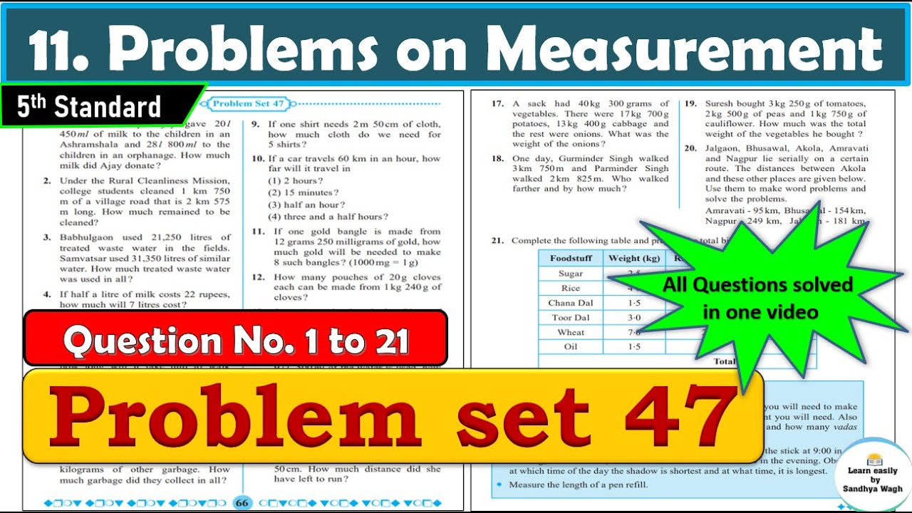 Problem set 47 | Problems on Measurement | Chapter 11 | 5th standard | Maths
