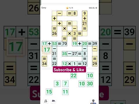 Cross Math Numbers Puzzle 🧩#games #gaming