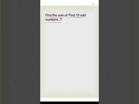 Sum of First 15 odd numbers in 5 secs | Maths Magix #shorts