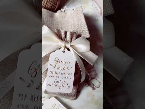 Sacchetti porta confetti in juta con Tags in gesso #segnaposto #comunione #confetti #bomboniere