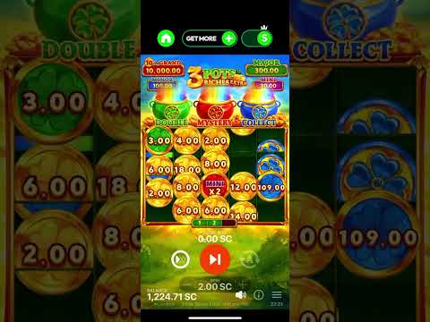Double pop on 3 Pots Riches Extra, 220x bonus on Crown Coins Casino, $2 bet