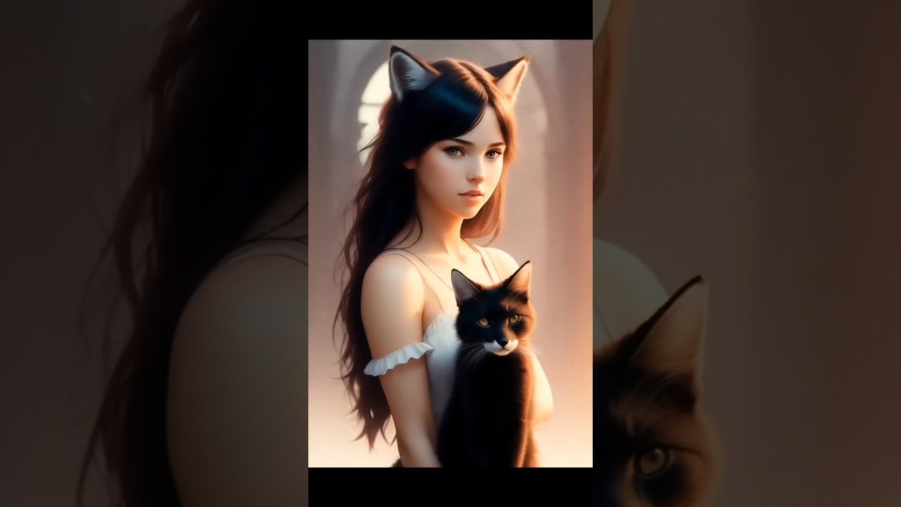 AI-Generated Portraits: A Cute Cat Girl Transformation Art - Stable Diffusion Animation