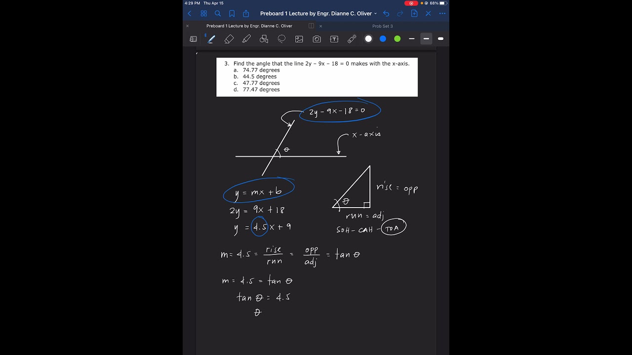 Preboard 1: Solved Problem Set in Analytic Geometry