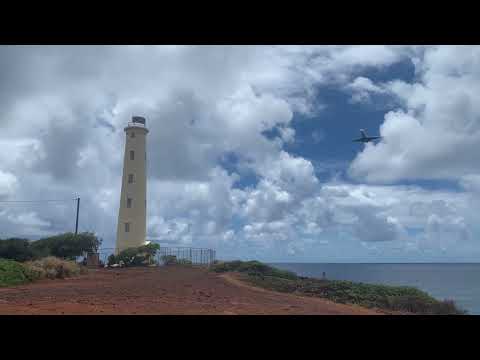 Plane landing at Lihue Airport in Kauai Hawaii