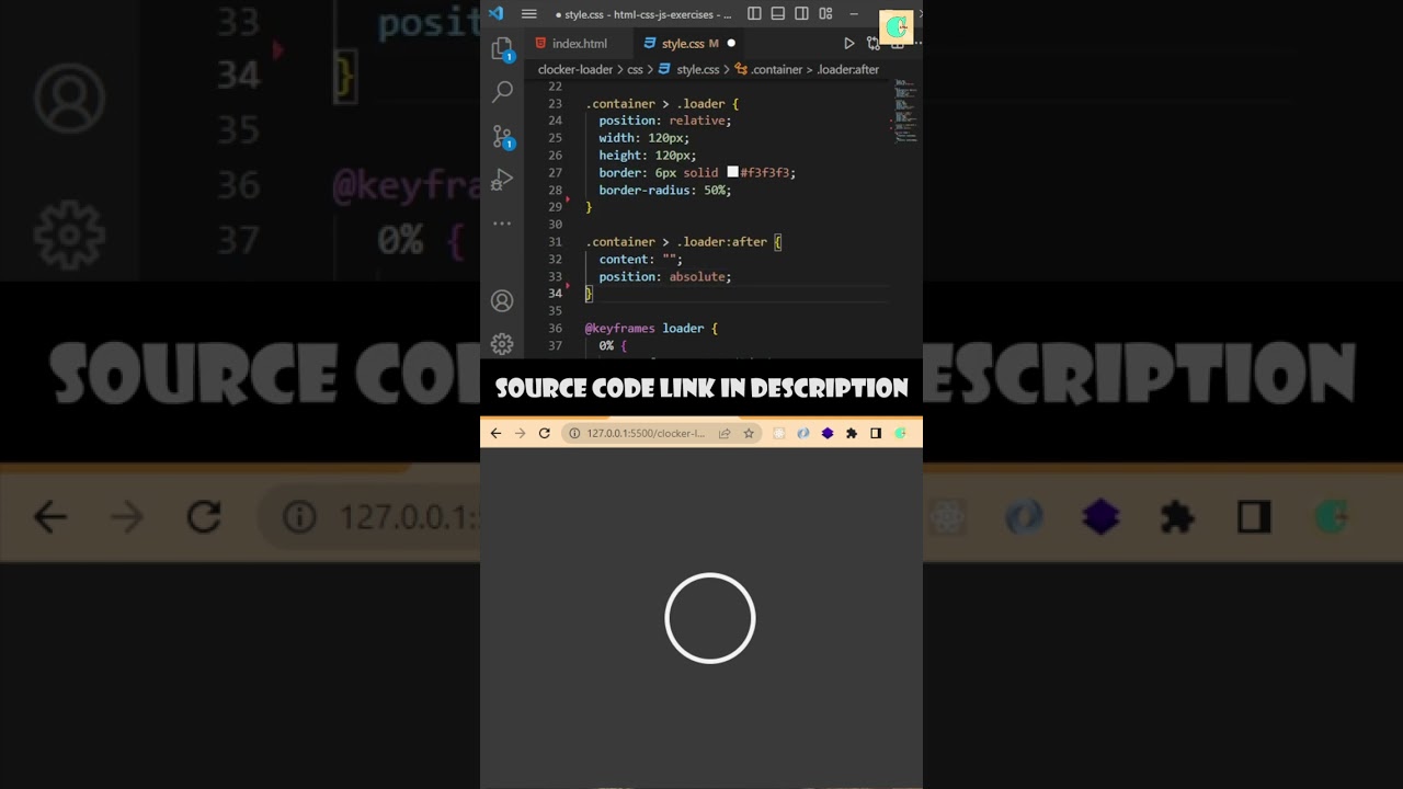 Sample clocker loader with CSS |  HTML CSS Tutorial | CodeIsMine #shorts