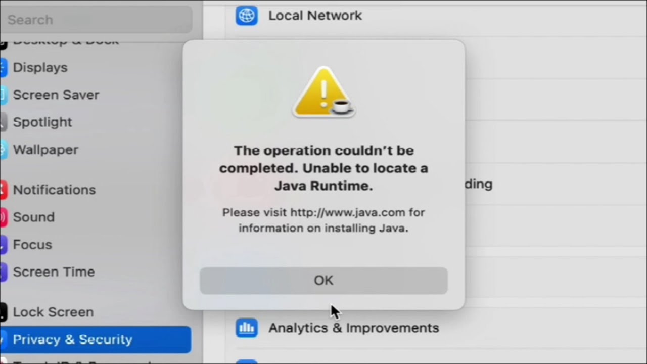 The Operation Couldn't be Complete. Unable to locate a Java runtime ERROR ON macOs / Macbook/ Mac