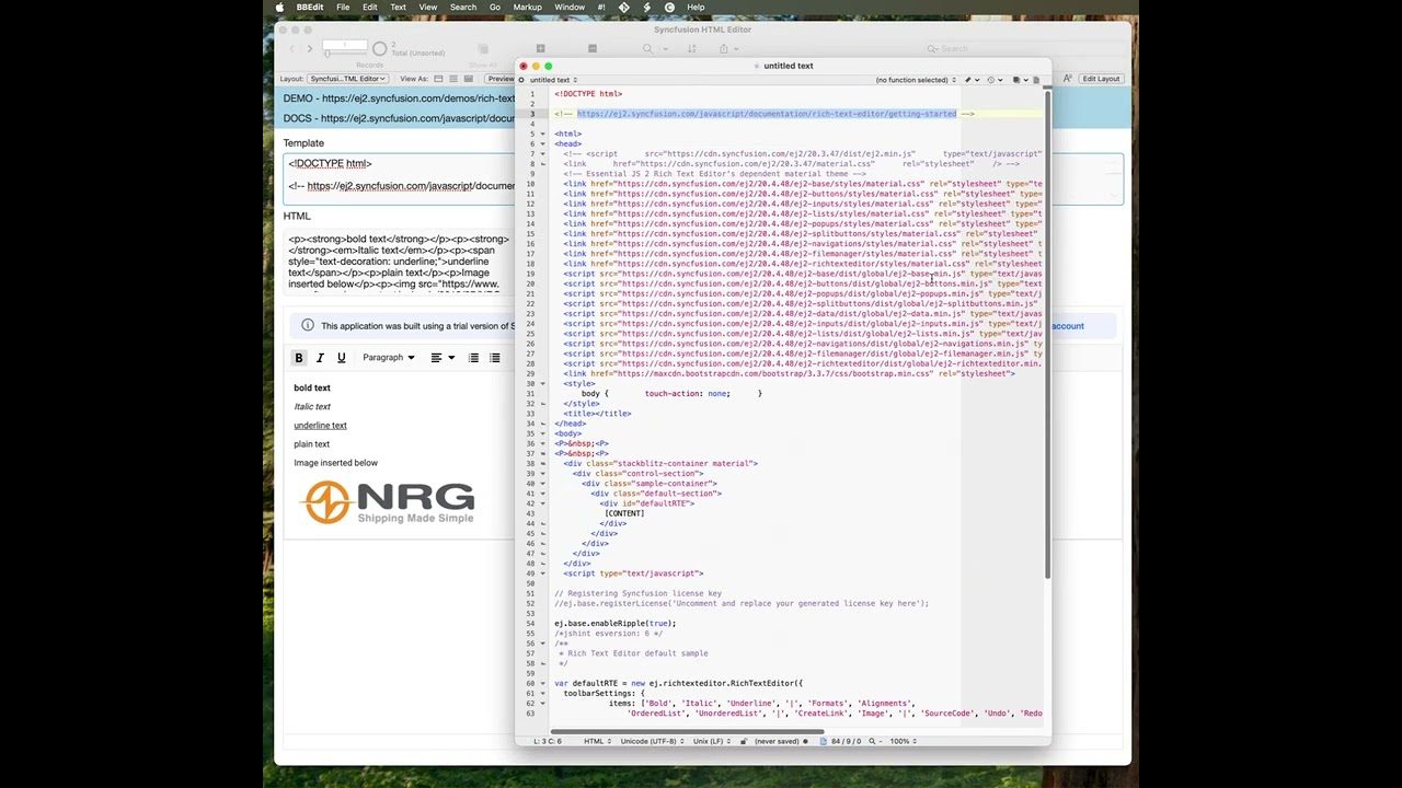 FM Sample File: Syncfusion Rich Text Editor
