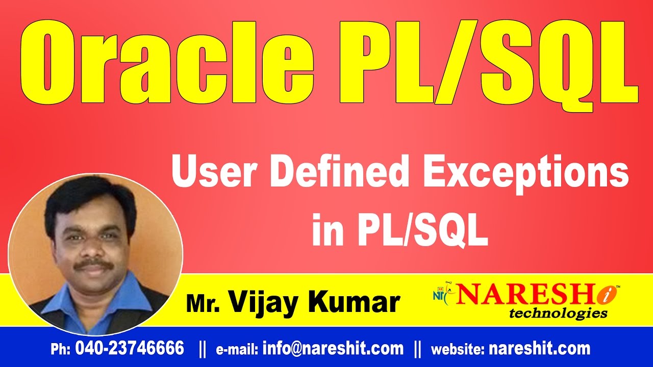 User Defined Exceptions in PL/SQL | Oracle PL/SQL Tutorial Videos | Mr.Vijay Kumar