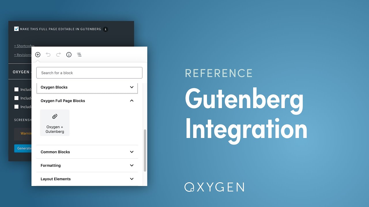 3.0: Oxygen Gutenberg Integration