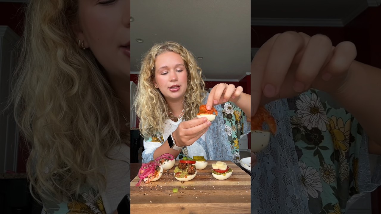 Everyone needs to try egg flights! #eggflight #deviledegg #cookingvideos #recipe #funfood #foodies