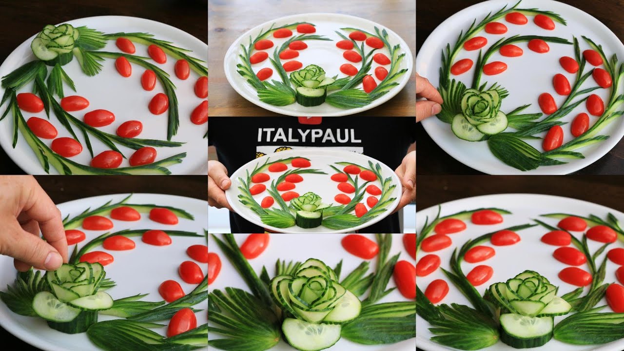 Super Cucumber Rose Decoration Ideas - Cucumber Carving Garnish