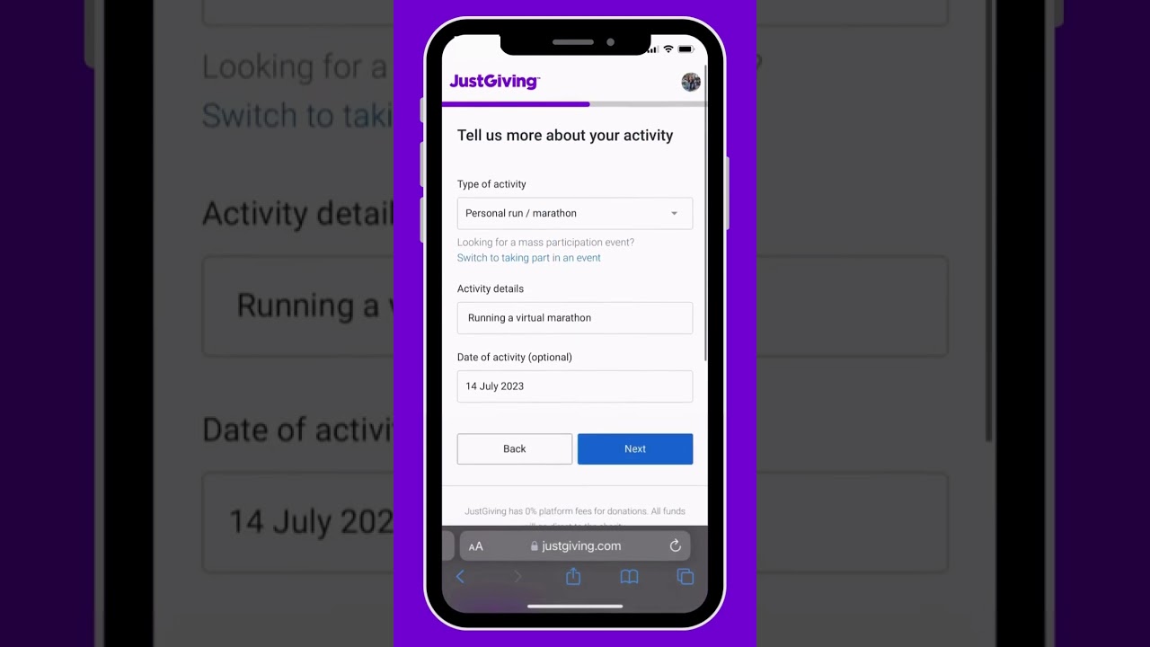 How to create your JustGiving page