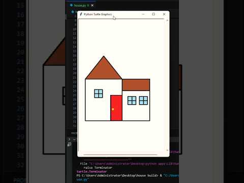 Very easy to Draw House using Python Turtle π’ #pythontutorial #learn coding #python