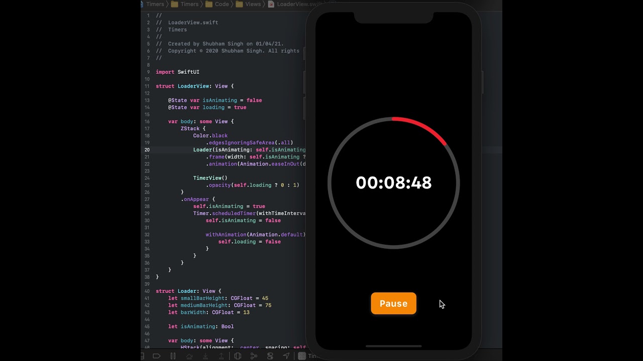 Stopwatch app created using #SwiftUI