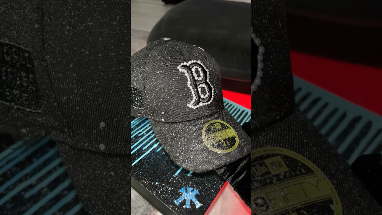 ✨ Custom @redsox Cap ⚾️#redsox #bostonredsoxnews #custom #pearls #caps #customcaps #crystals